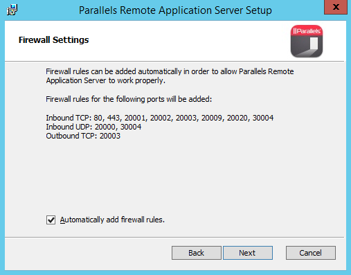 Installing Parallels Remote Application Server